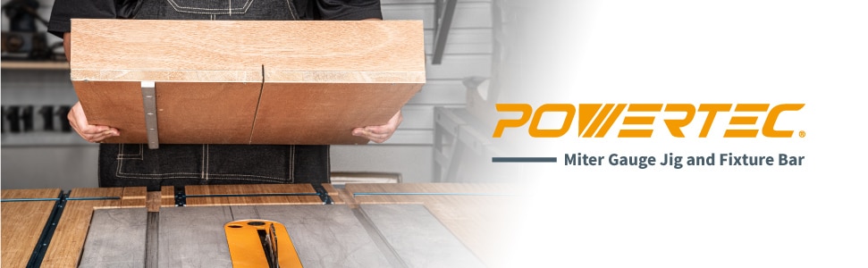 POWERTEC 18 in. Miter Gauge Jig and Fixture Bar for Woodworking, router ...