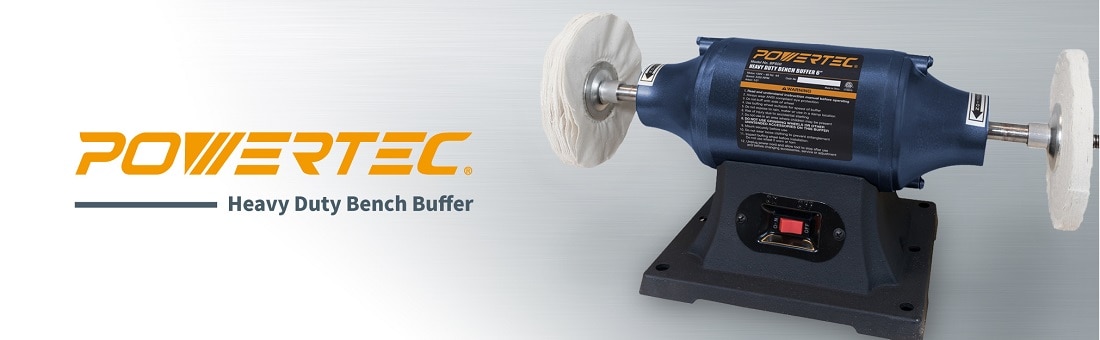 POWERTEC 6 in. Heavy-Duty Bench Buffer Polisher, Buffing and Polishing ...