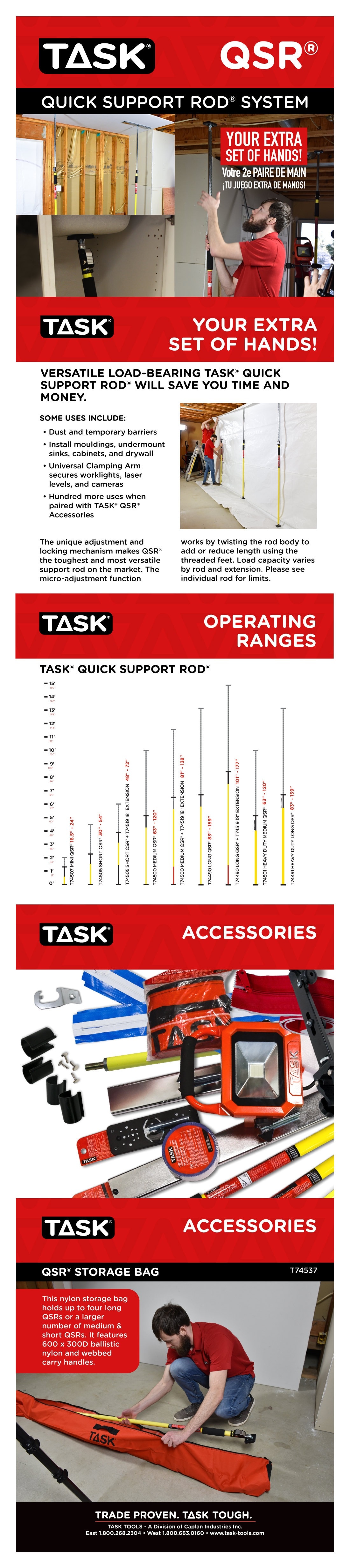 TASK 6 ft. 9 in. to 13 ft. 3 in. Long Quick Support Rod (2-Pack) T74490 ...