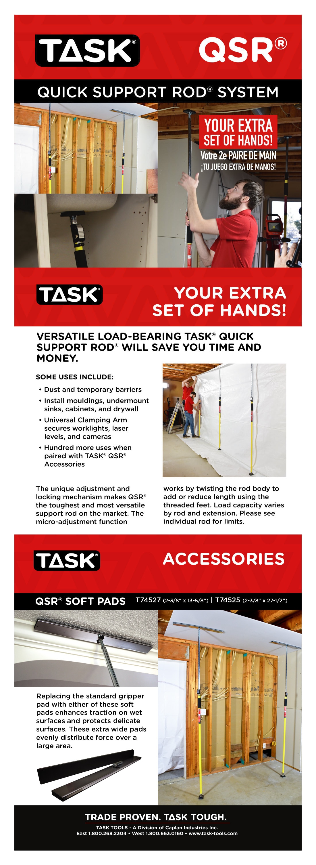 TASK 2-3/8 in. x 13-5/8 in. Quick Support Rod Soft Pad (6-Pack) T74527 ...