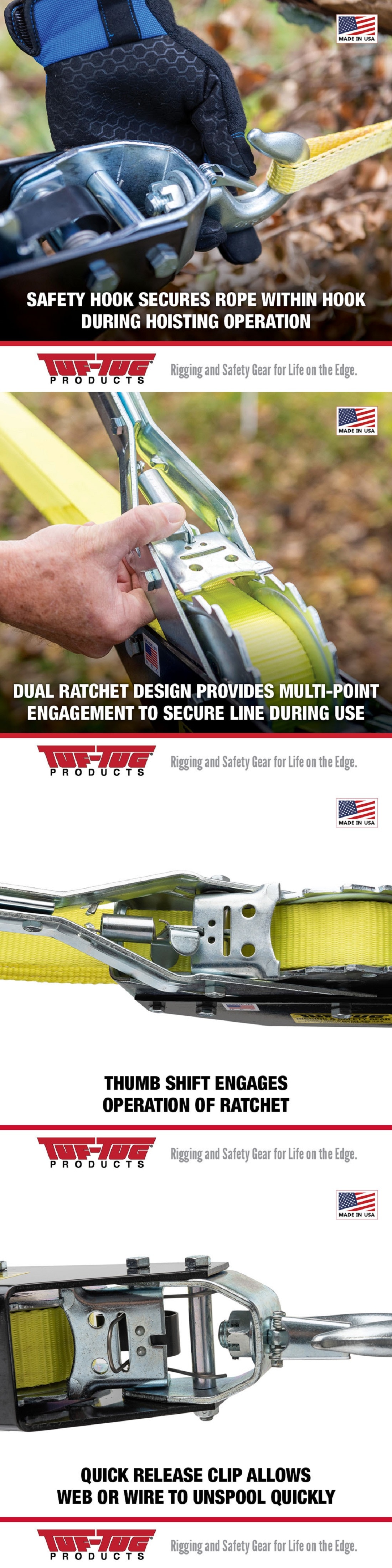 TUF-TUG Large Frame, Double Line, 6,000 lbs. Come Along Web Strap ...