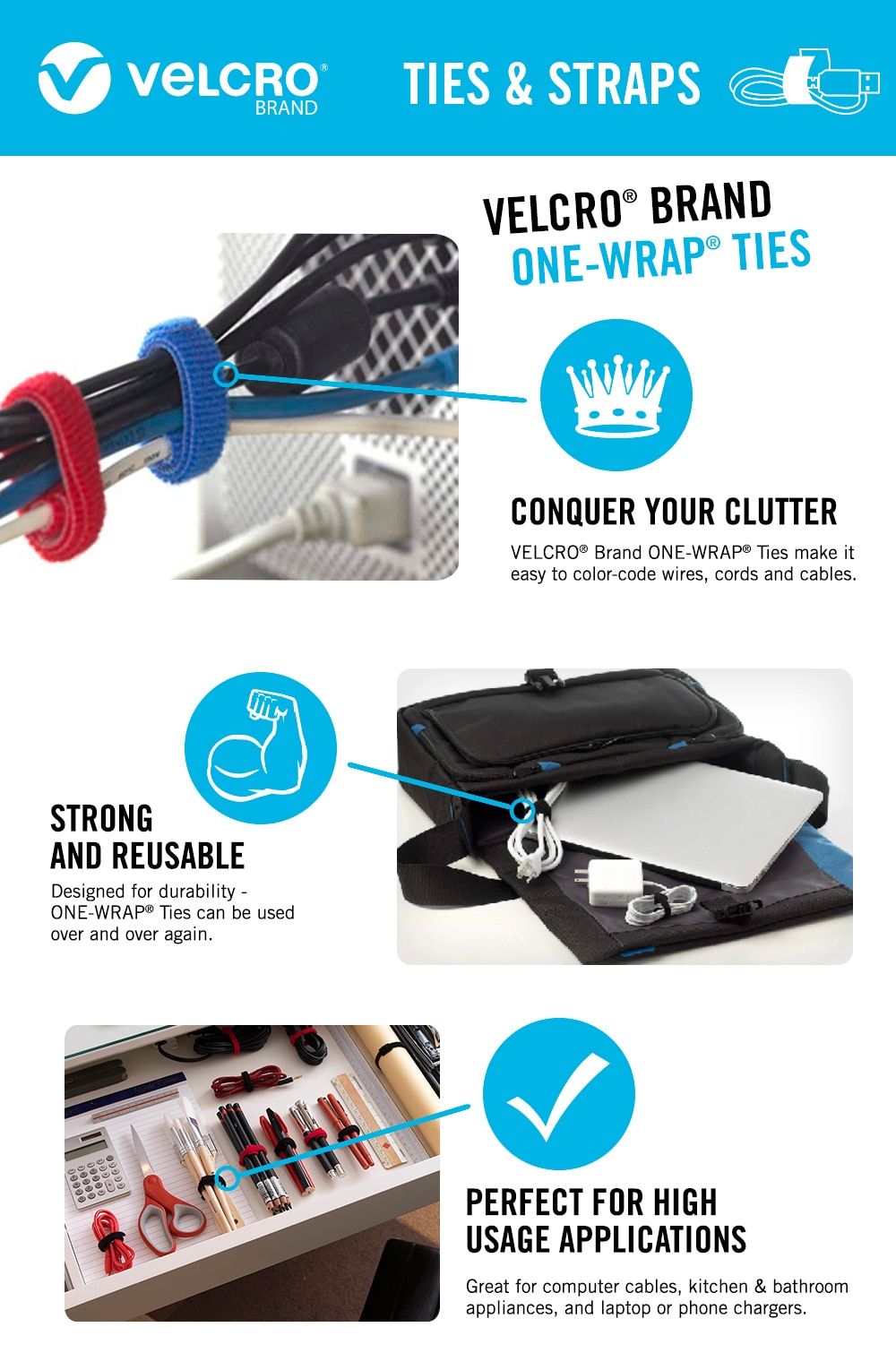 VELCRO Eco Wrap EM 10 ft. x 1 in. Straps in Black VEL-30188-USA - The ...