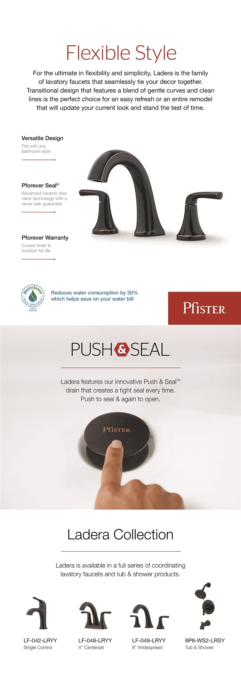 Pfister Ladera 8 in. Widespread Double Handle Bathroom Faucet in Tuscan ...
