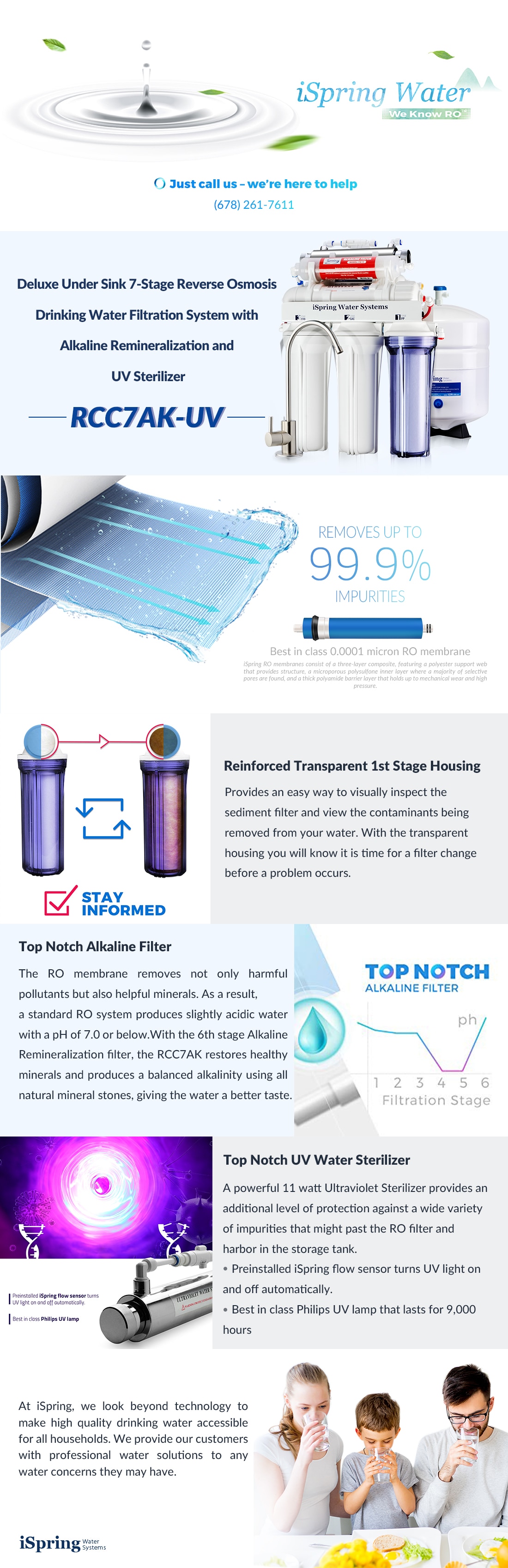 ISPRING NSF-Certified 7-Stage Under Sink RO Water Filter System w ...