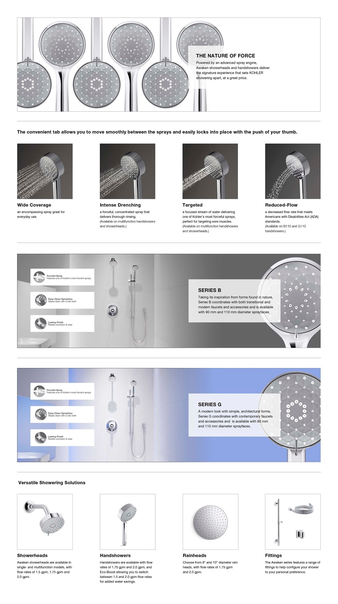 KOHLER Awaken 3-Spray Handshower Kit with Slidebar and Hose in Vibrant ...