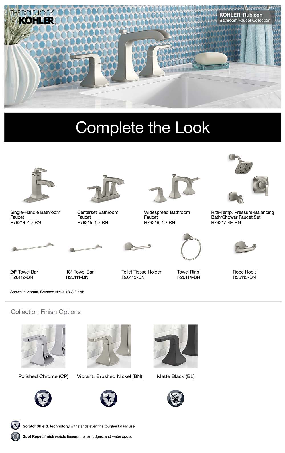 KOHLER Rubicon 18 in. Towel Bar in Polished Chrome K-R26111-CP - The ...