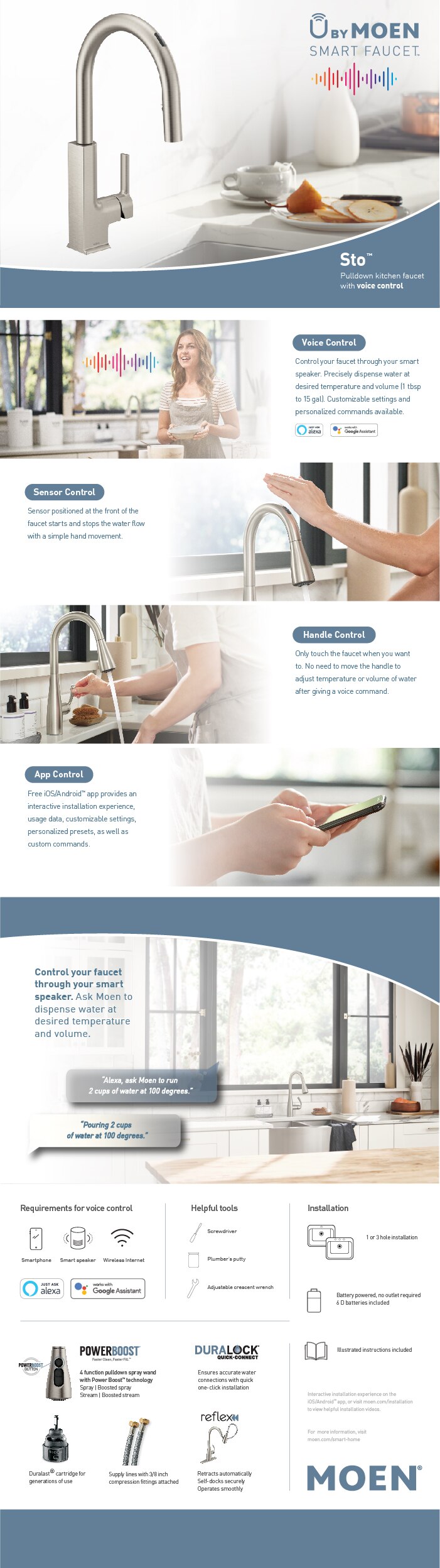 MOEN Sto Single-Handle Smart Touchless Pull Down Sprayer Kitchen Faucet ...