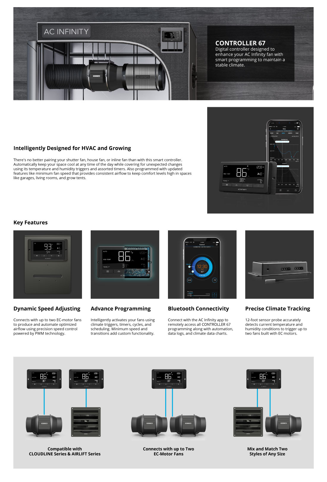 AC Infinity Controller 67 Smart Bluetooth Fan Controller with ...