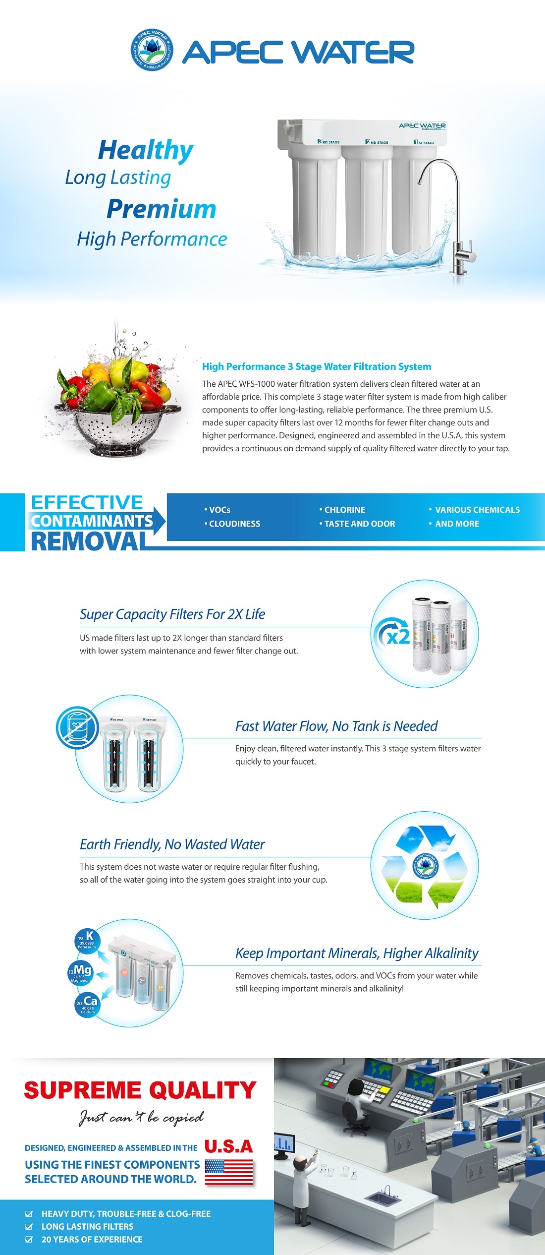APEC Water Systems WFS-Series Super Capacity Premium Quality 3-Stage ...