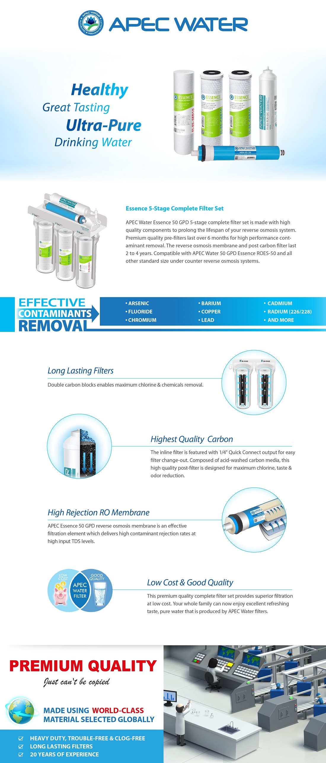 APEC Water Systems Essence Complete 5-Stage 50 GPD Industry Standard ...