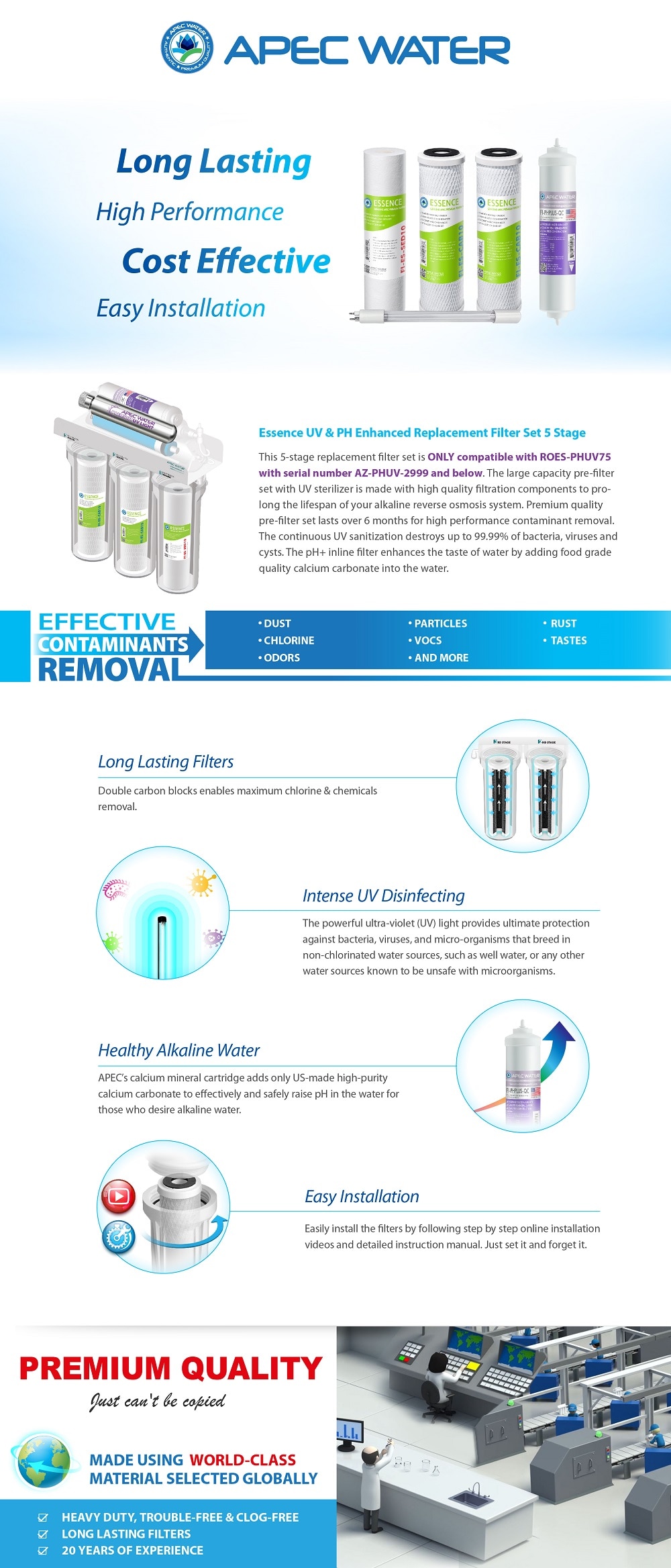 APEC Water Systems Essence ROES-PHUV75 Replacement Water Filter ...