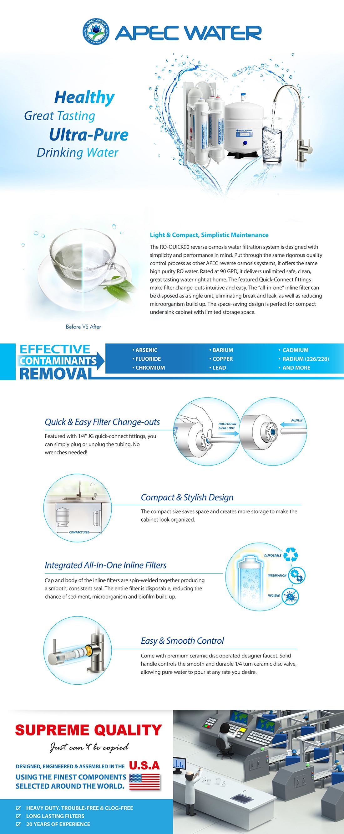 APEC Water Systems Ultimate Compact 4-Stage Under-Sink Reverse Osmosis ...