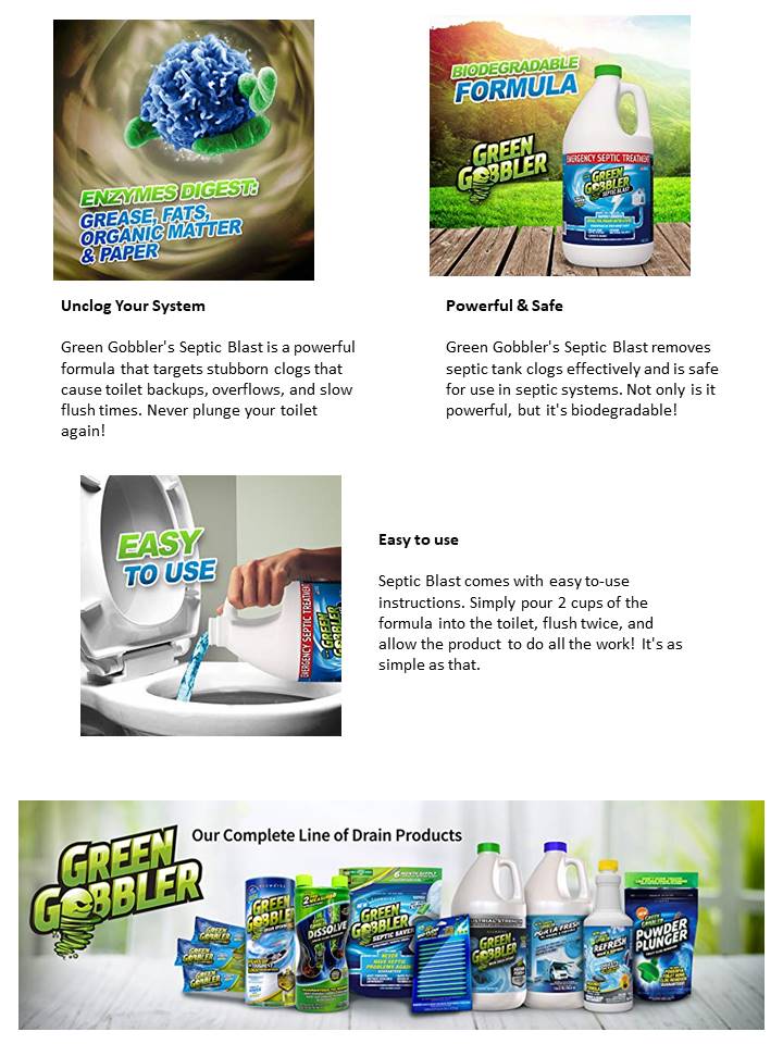 Green Gobbler 1 Gal. Emergency Septic Sludge Remover Drain Cleaner ...