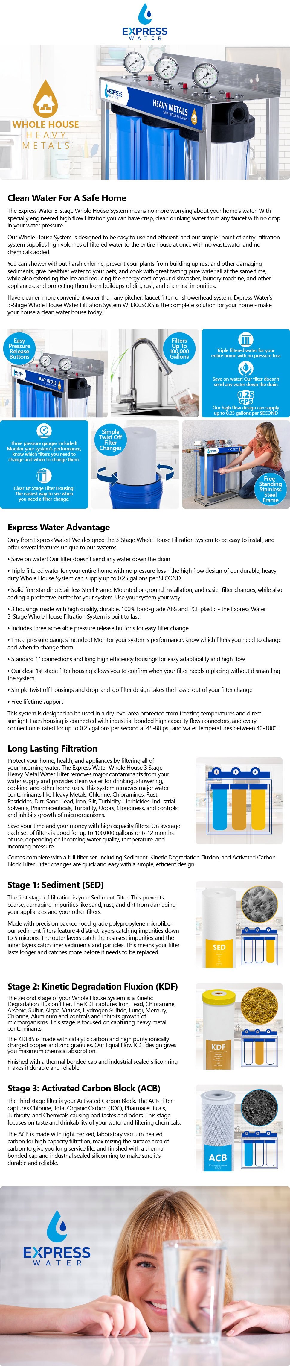 Express Water 3 Stage Whole House Water Filtration System - Sediment ...