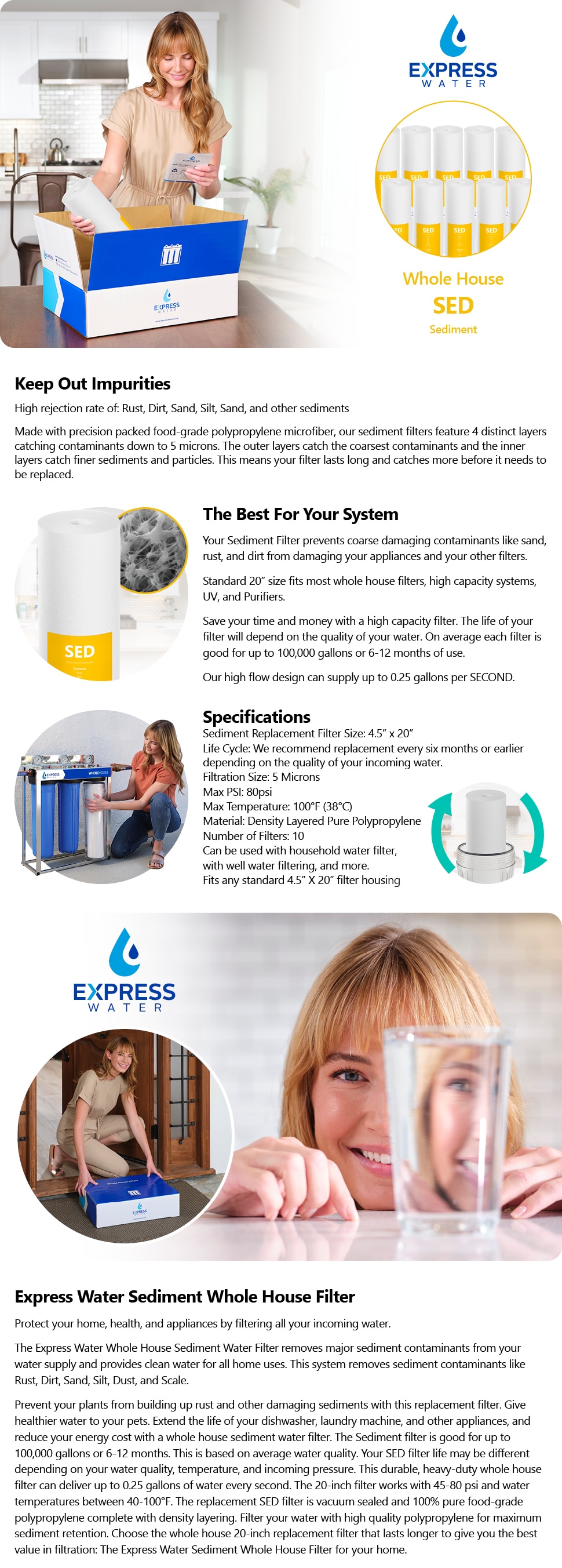 Express Water 10 Pack Sediment Replacement Filter - Whole House ...