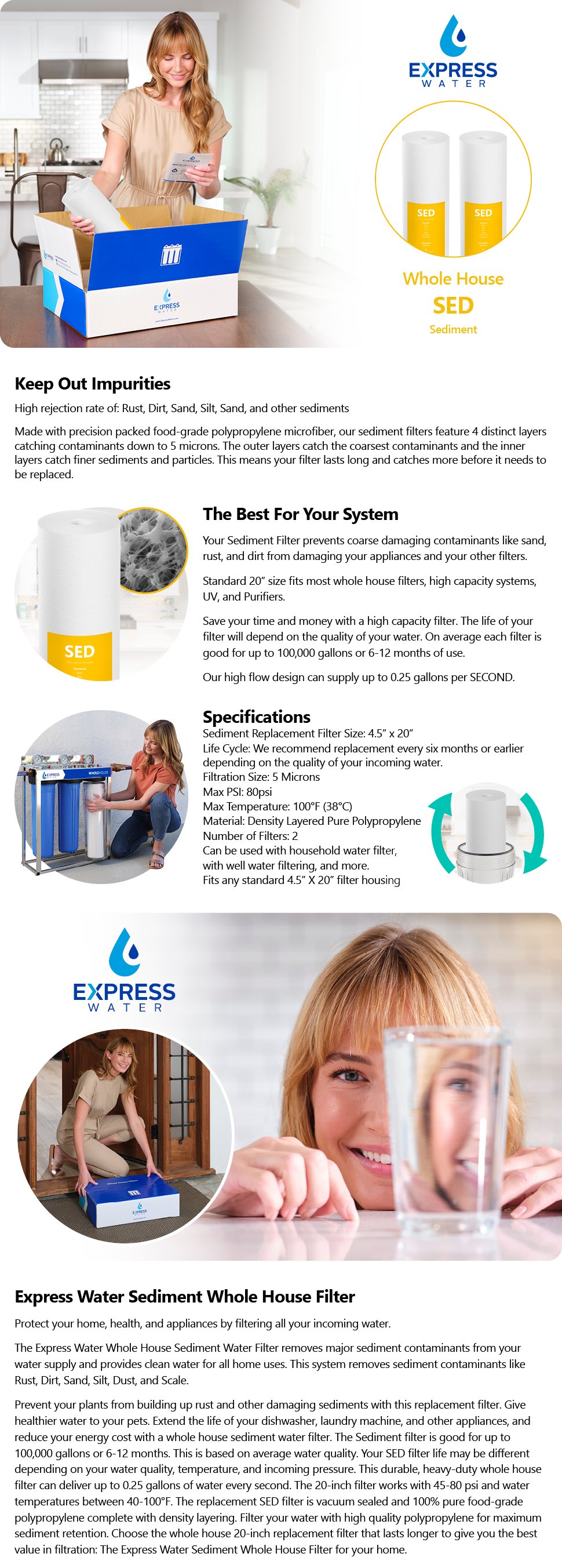 Express Water 2 Pack Sediment Replacement Filter - Whole House ...