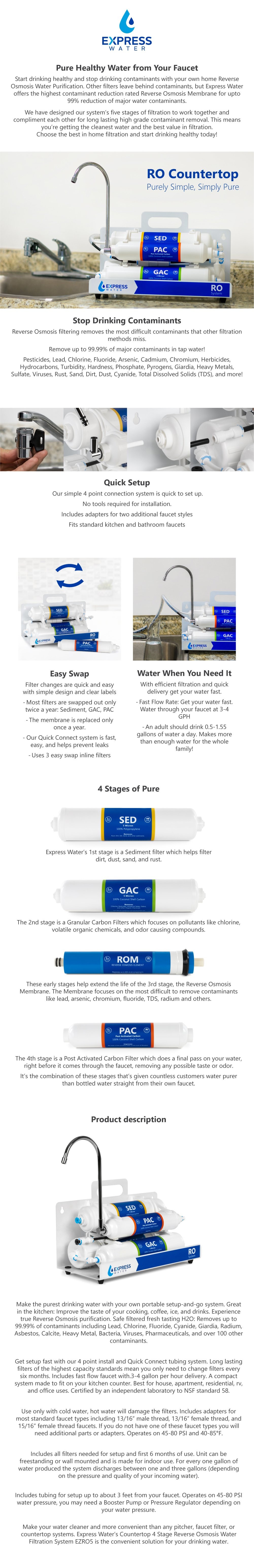 Express Water Countertop Reverse Osmosis Water Filtration System - 4 ...