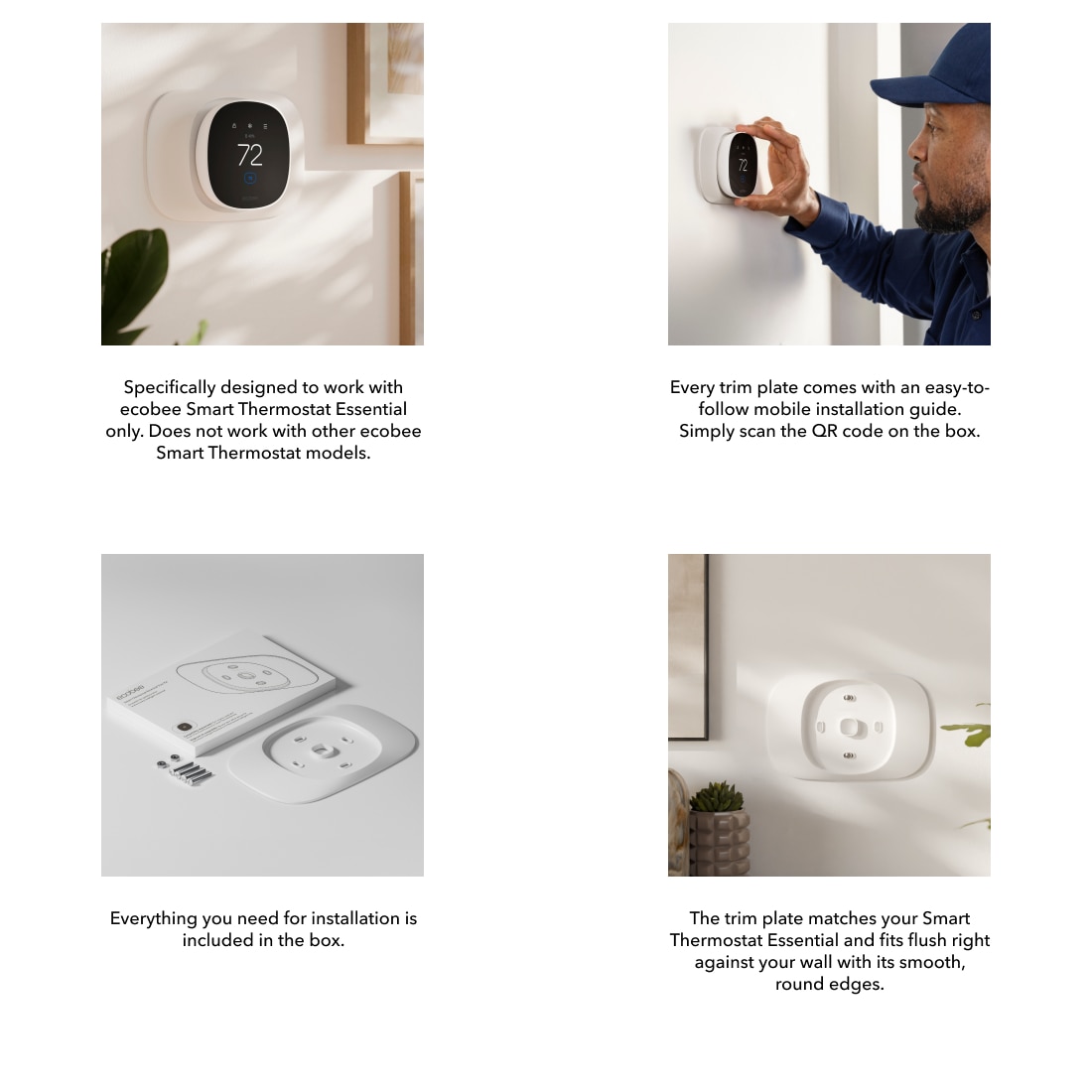 ecobee Smart Thermostat Trim Plate for Essential Smart Thermostat EB ...