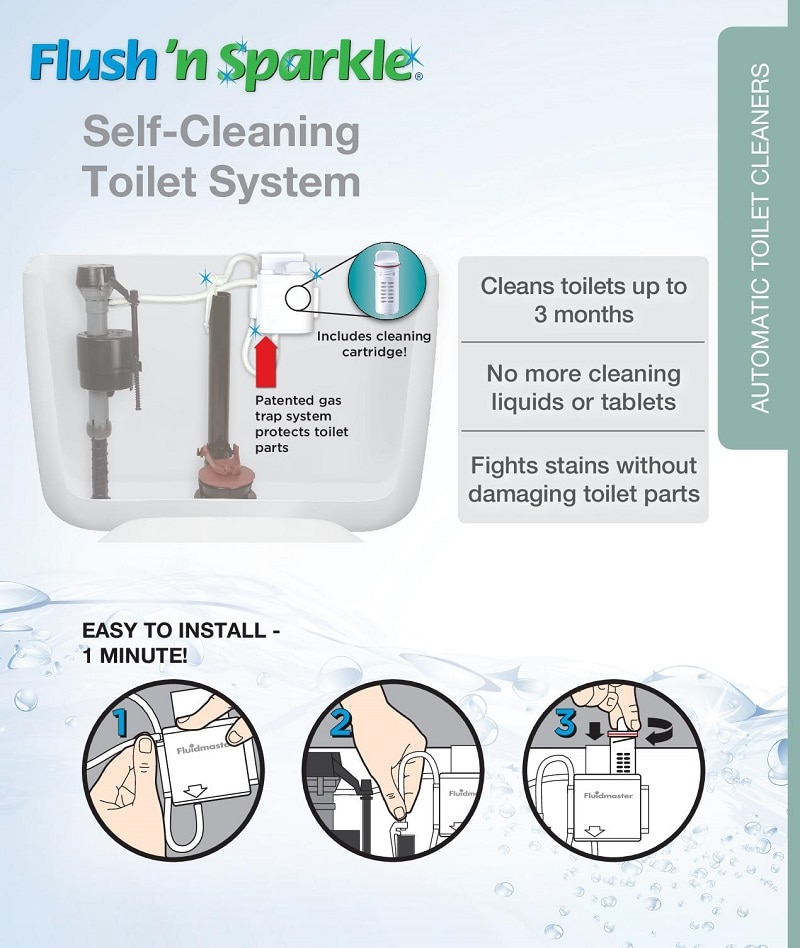 Fluidmaster Flush 'n Sparkle Automatic Toilet Cleaning System Bleach ...
