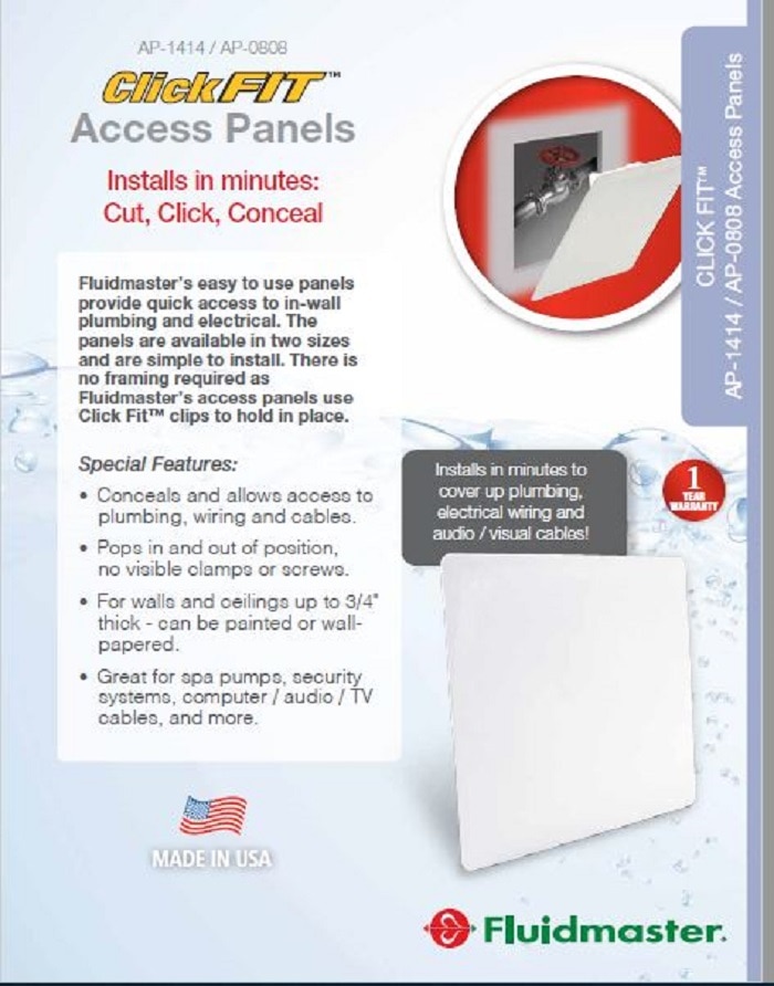 Fluidmaster Click Fit 14 in. x 14 in. Plastic Access Panel AP-1414 ...