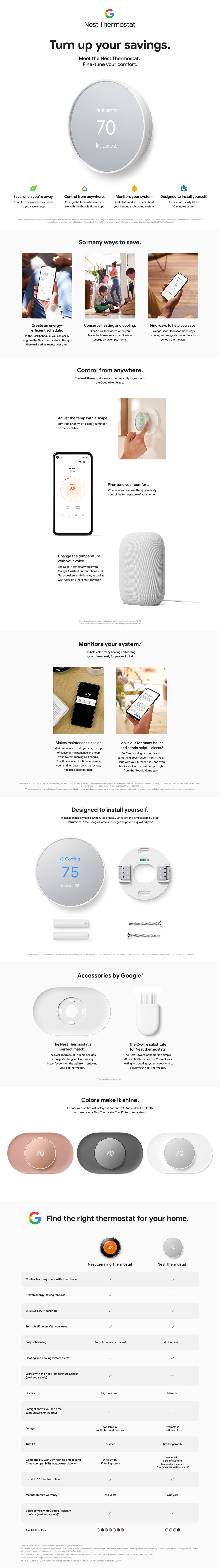 Google Nest Thermostat - Smart Programmable Wi-Fi Thermostat - Snow ...