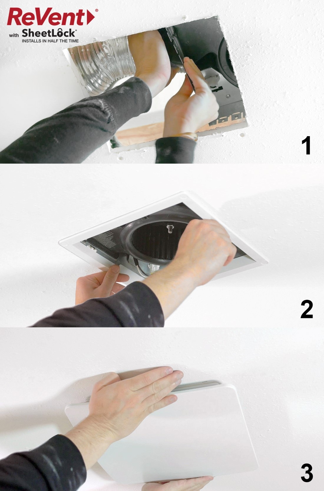 ReVent 50 CFM Ceiling/Wall Easy Roomside Installation Bathroom/Bath ...