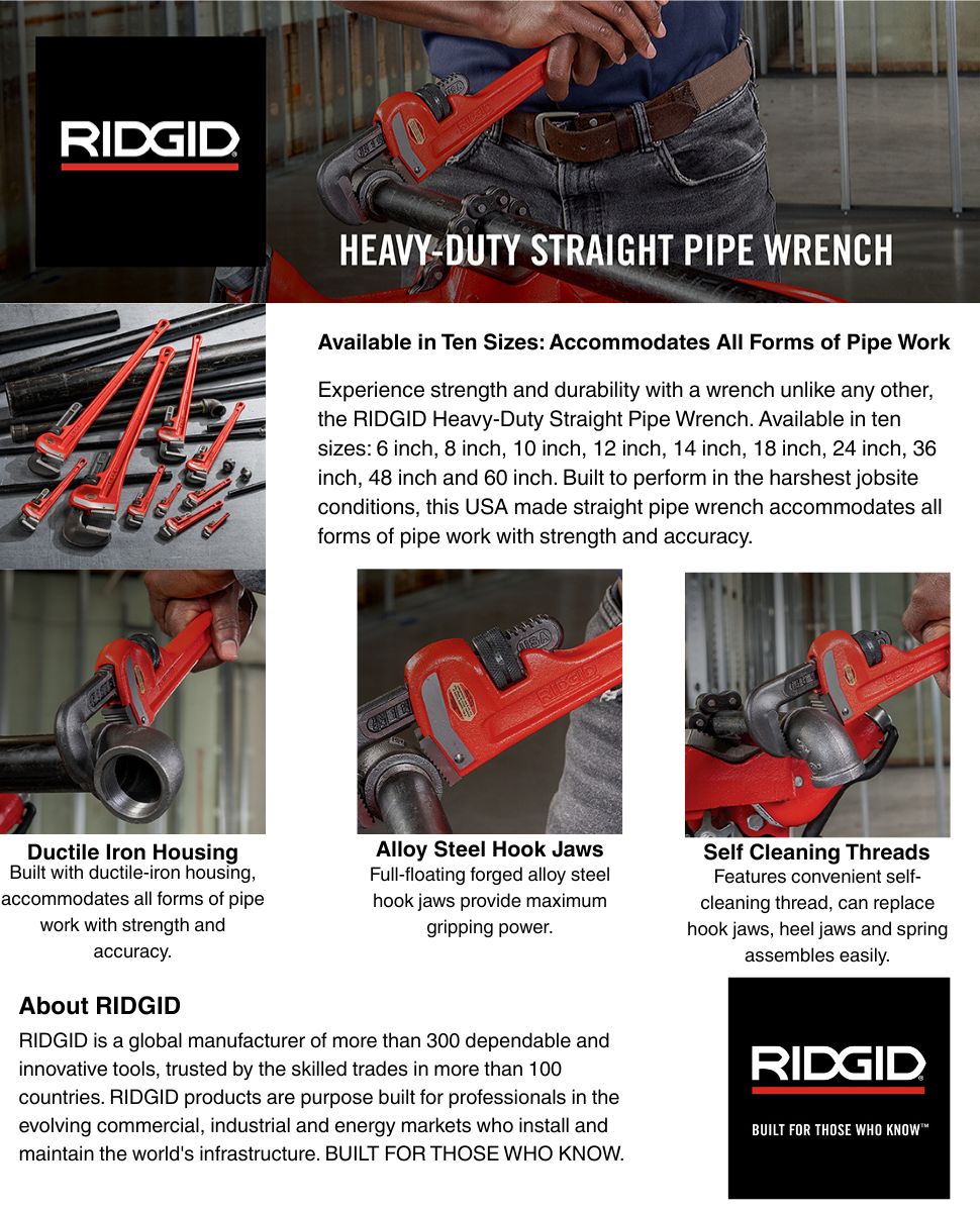 RIDGID 48 in. Heavy-Duty Straight Pipe Wrench 31040 - The Home Depot