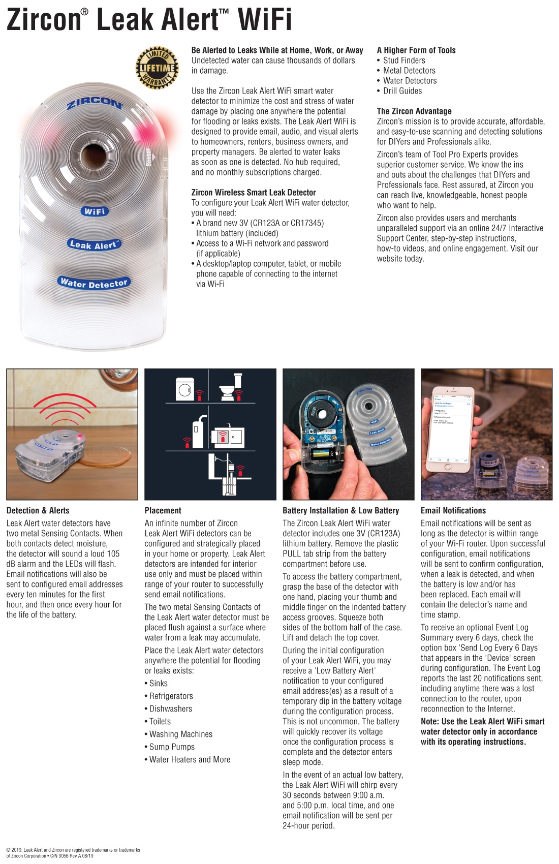 Zircon Leak Alert Wi-Fi Electronic Water Detector 68882 - The Home Depot