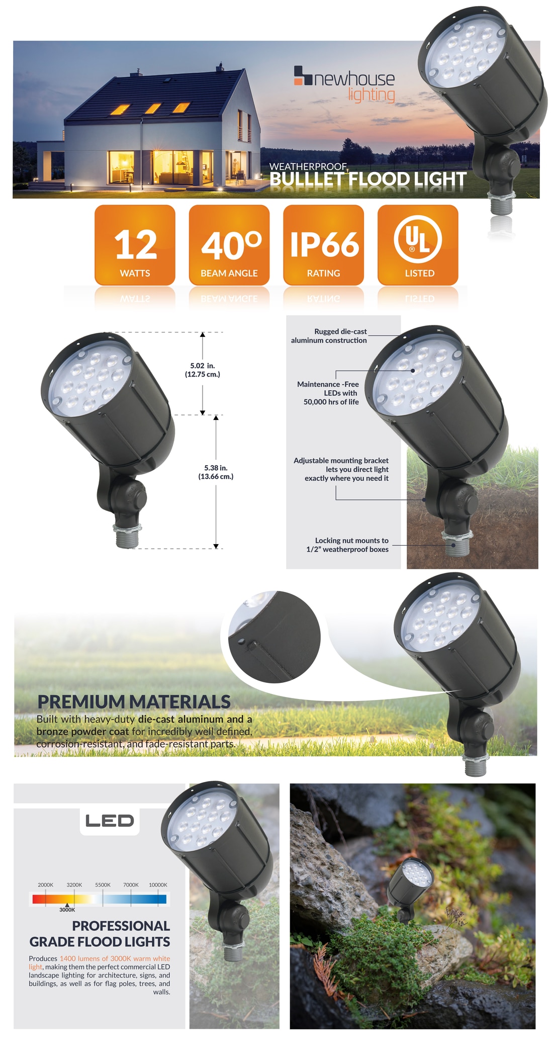 Newhouse Lighting 12W 1400-Lumen 120-277 Volt Bronze Non-Dimmable ...