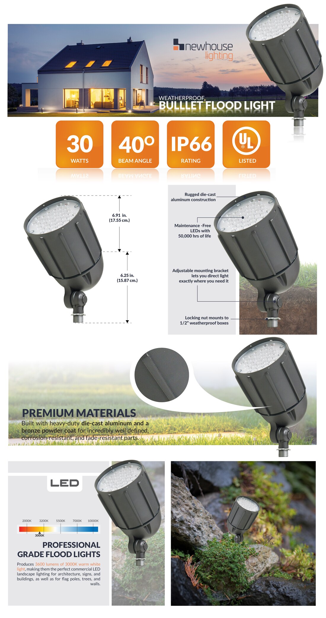 Newhouse Lighting 30W 3600-Lumen 120-277 Volt Bronze Non-Dimmable ...
