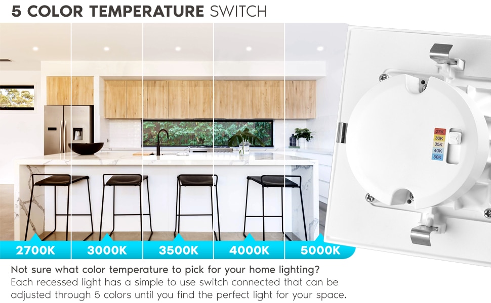 LUXRITE 4 Inch Recessed LED Can Lights Selectable CCT 2700K/3000K/3500K ...