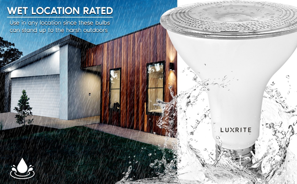 LUXRITE 75-Watt Equivalent PAR30 Dimmable LED Light Bulb Wet Rated 11 ...