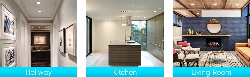 LUXRITE 4in Square Can Light 5 Color Selectable LED Recessed Light Kit ...