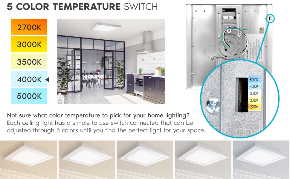 LUXRITE 12 in. x 12 in. 1500 Lumens Integrated LED Panel Light 18-Watt ...