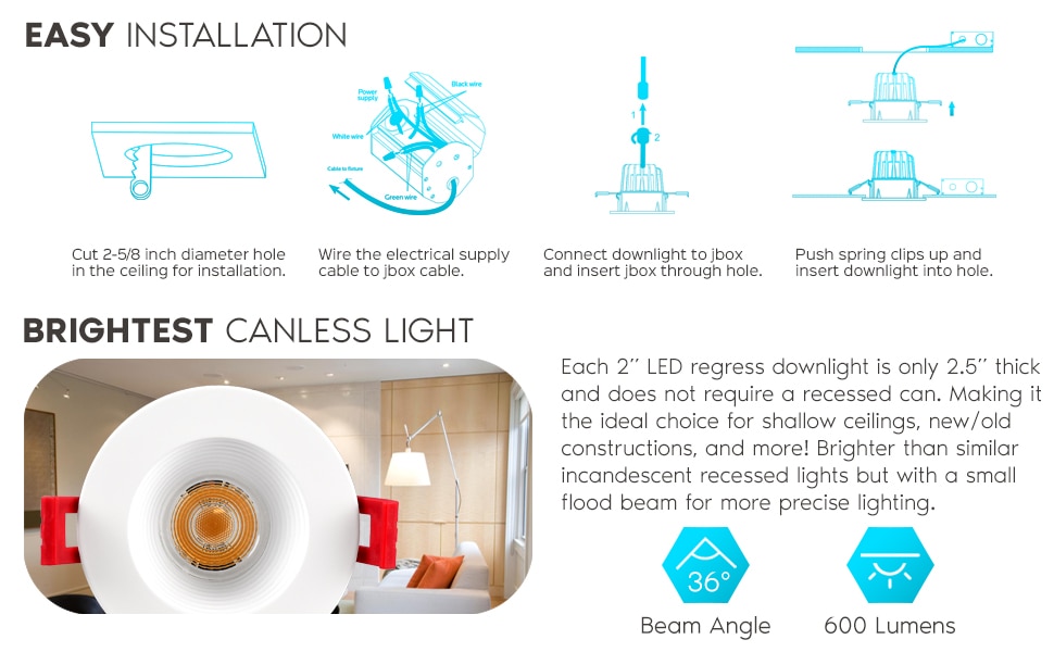 LUXRITE 2 in. Canless with J-Box Bright White Dimmable Damp Rated ...