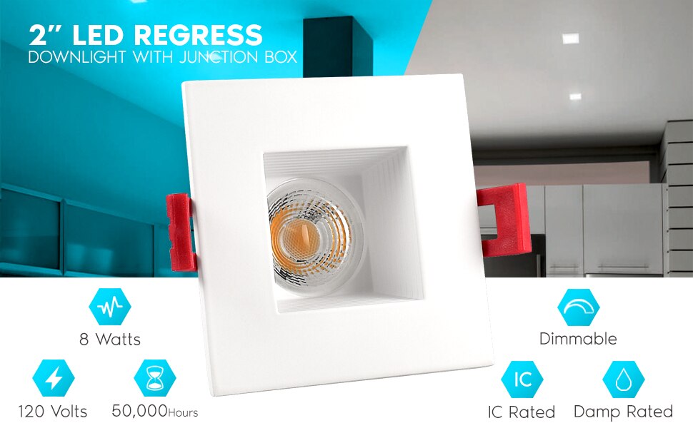 LUXRITE 2 in. Canless Square with J-Box 600lm Cool White Remodel ...