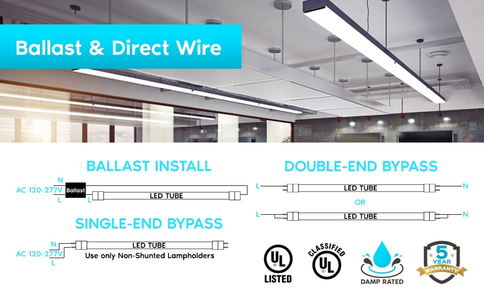 LUXRITE 13-Watt 32-Watt Equivalent 4 ft. Linear Tube T8 LED Light Bulb ...