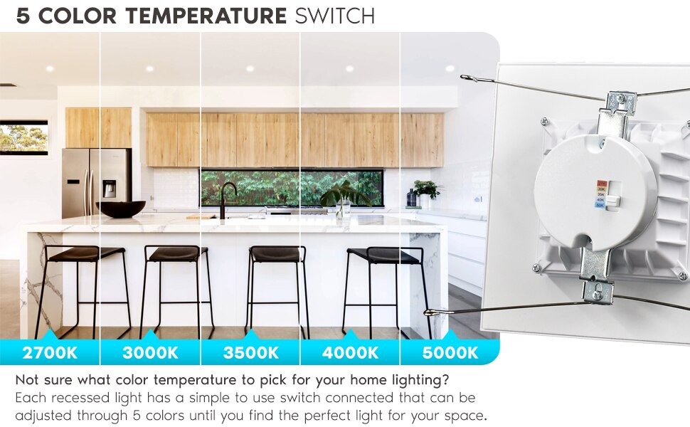 LUXRITE 5/6 in. Square LED Can Light 5 Color Selectable Remodel ...