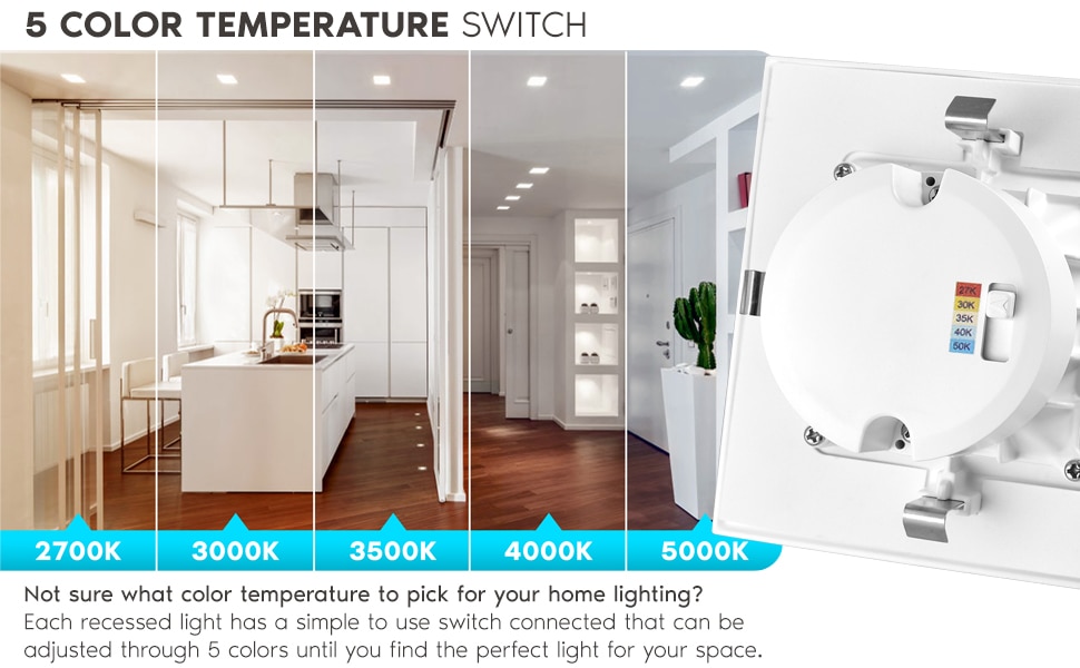 LUXRITE 4 in. 14W=75W Square LED Can Lights 5-Color Selectable Remodel ...