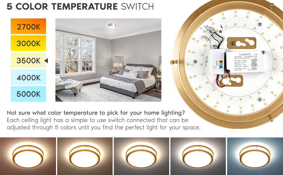 LUXRITE 14-Watt 10 in. 5 Color Selectable LED 2700K/3000K/3500K/4000K ...
