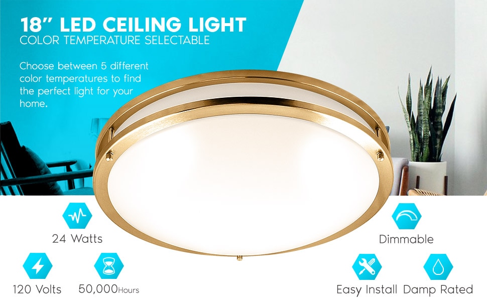 LUXRITE 24-Watt 18 in. 5 Color Selectable LED 2700K/3000K/3500K/4000K ...