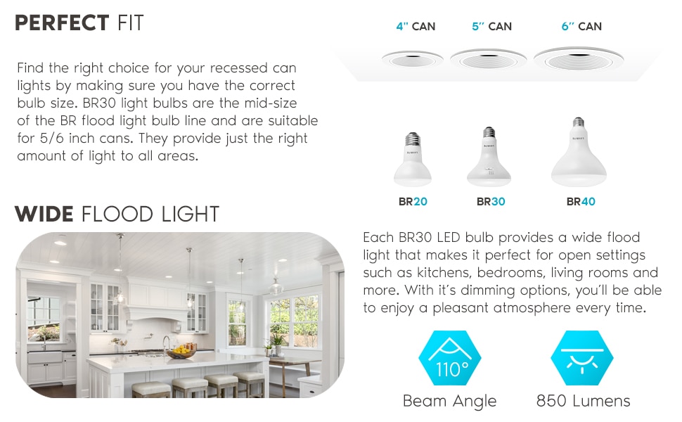LUXRITE 65-Watt Equivalent BR30 Dimmable LED Flood Light Bulb Damp ...