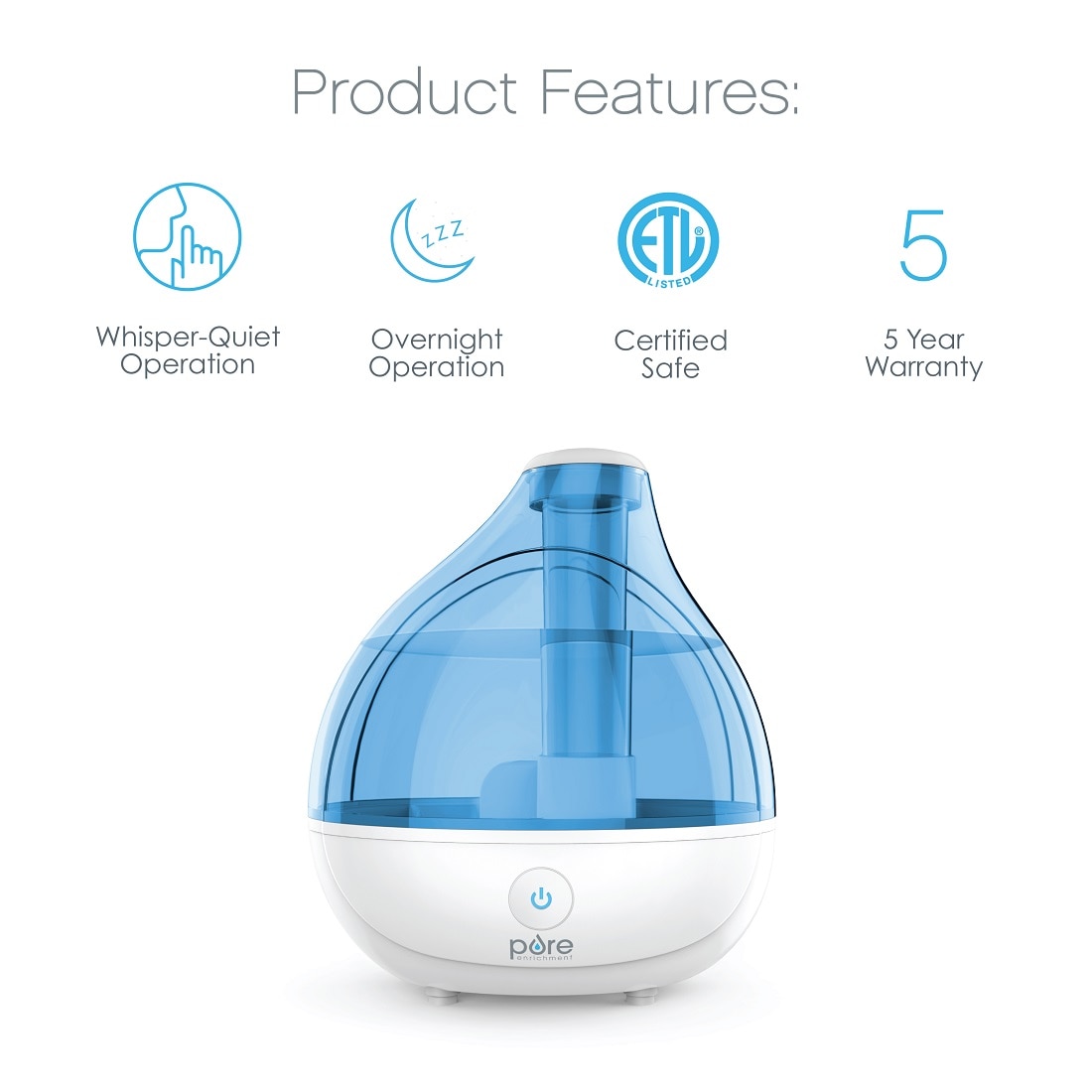 Pure Enrichment MistAire Ultrasonic Cool Mist Humidifier PEHUMIDIF ...
