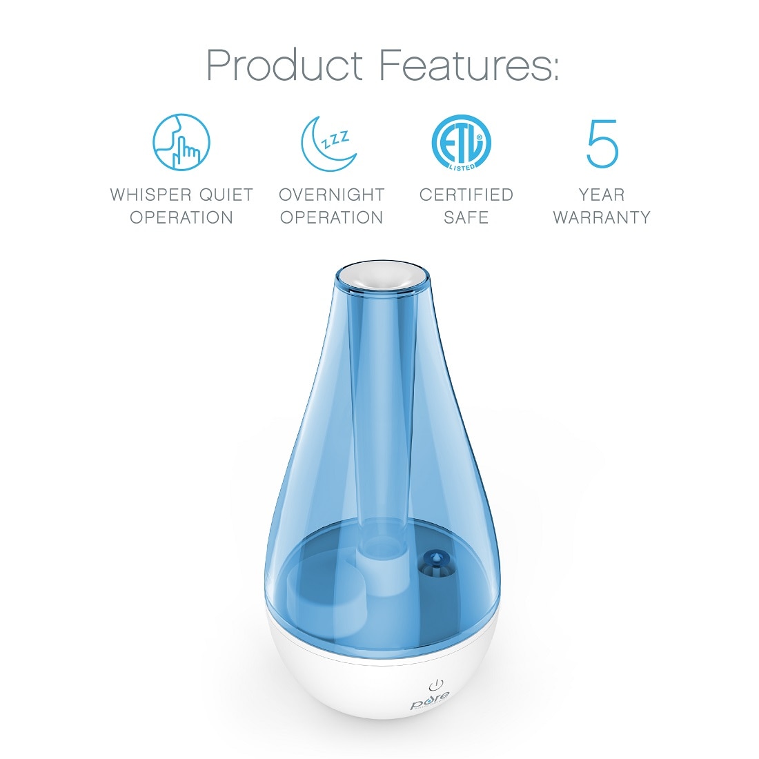 Pure Enrichment Ultrasonic Cool Mist Humidifier with Optional Night ...