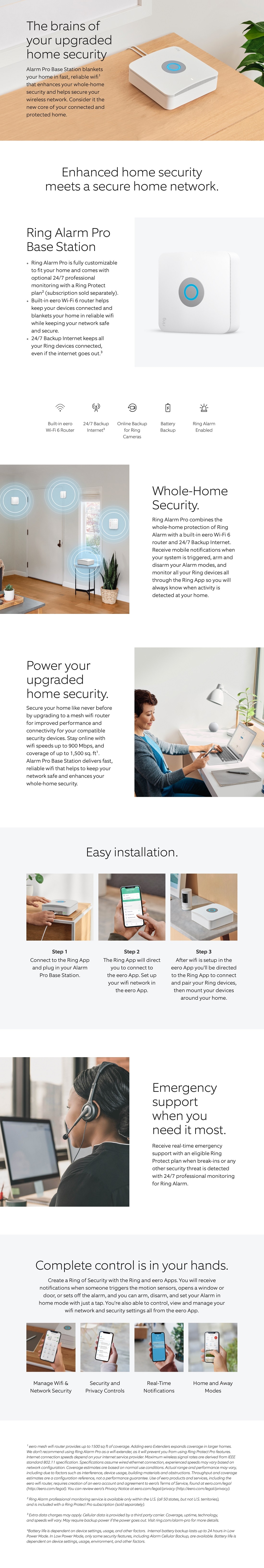 Ring Alarm Pro Base Station with Eero Wi-Fi 6 Router, Battery Backup ...