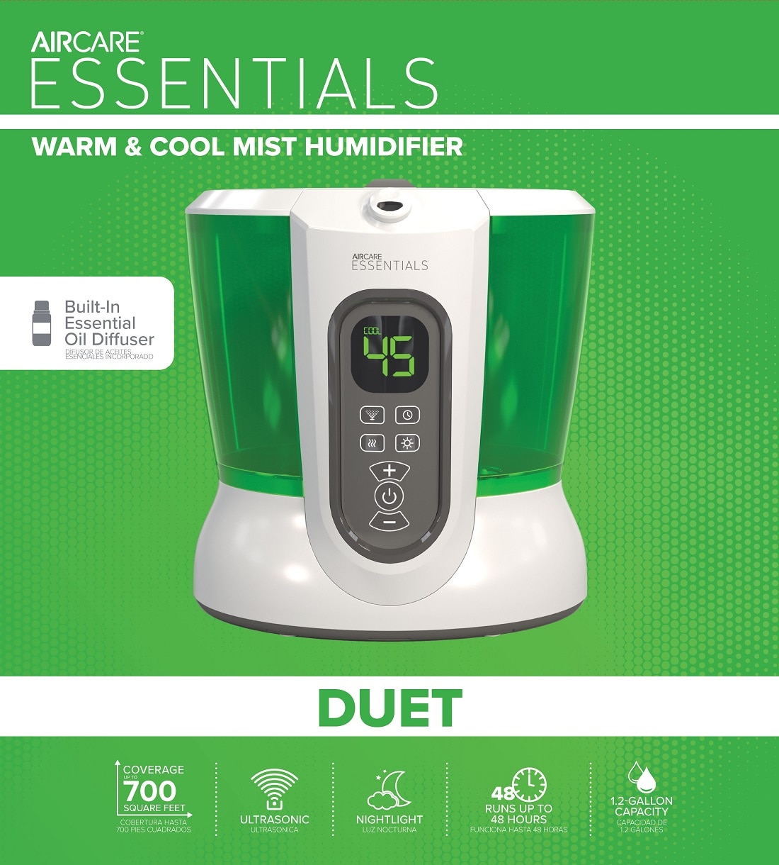 AIRCARE ESSENTIALS DUET 1.2-Gal. Warm and Cool Mist Ultrasonic Large ...