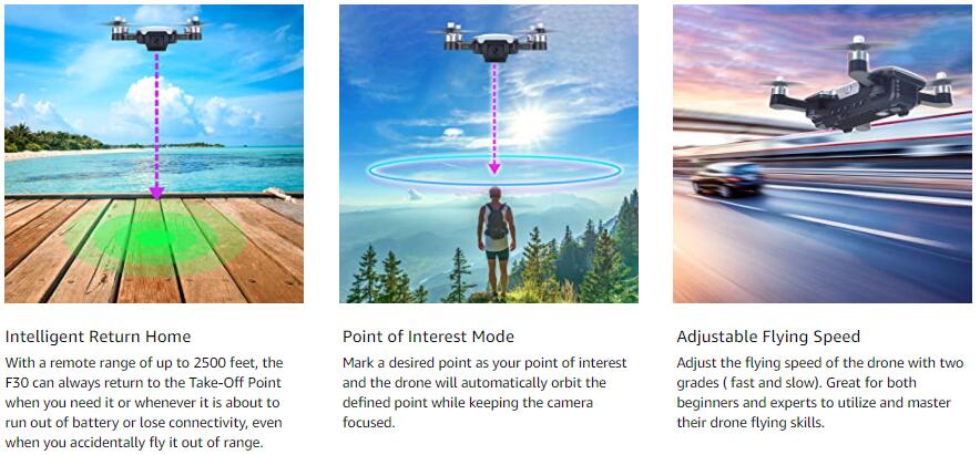 CONTIXO F30 FPV Drone with 4K UHD Camera and GPS, Foldable Mini Drone ...