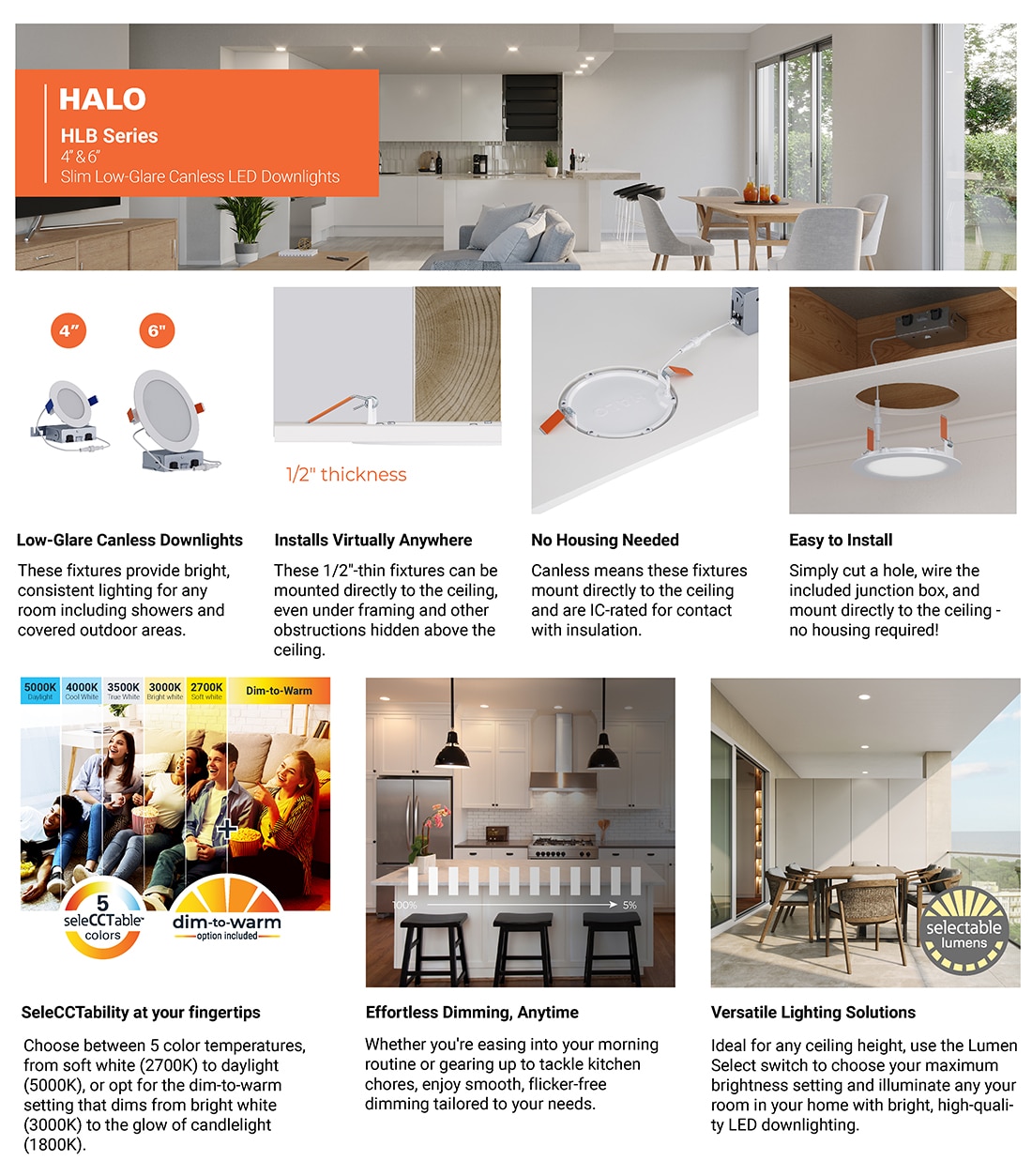 HALO 6 in. Adjustable CCT for Use in New Construction, Remodel and ...