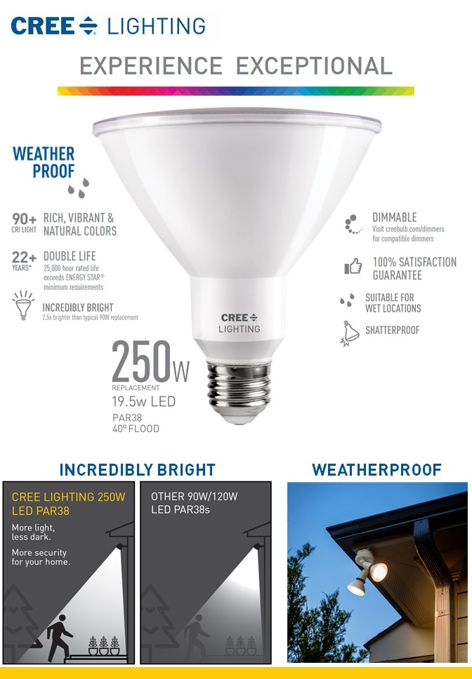 Cree 250-Watt Equivalent PAR38 High Brightness Dimmable Exceptional ...