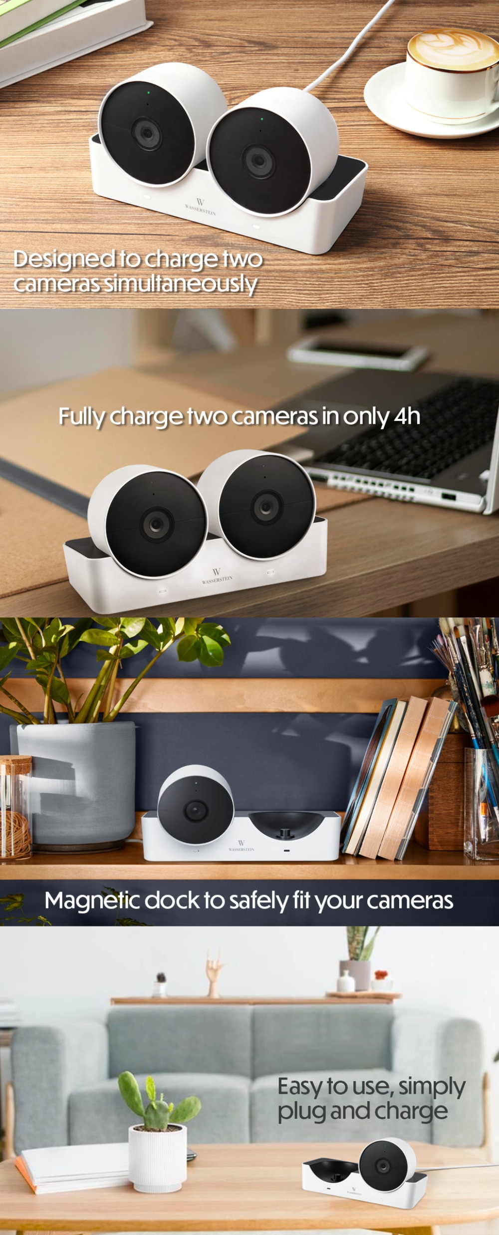 Wasserstein Charging Station Compatible with Google Nest Cam (Battery ...
